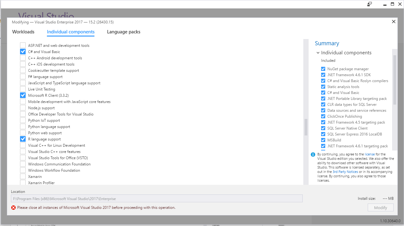 Tecnologia : Instalação - Visual Studio 2017 for Linguagem R