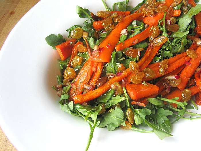 Roasted Carrot Salad w/ Cumin Raisin Vinaigrette