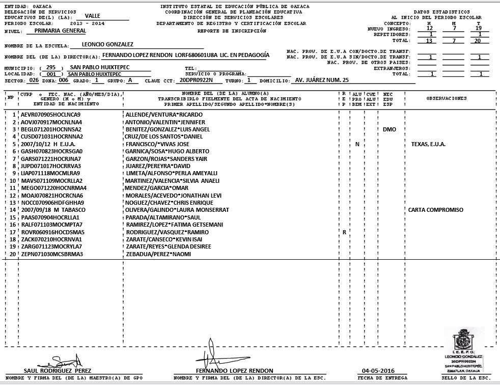 Supervisión Escolar de Primaria General No. 156: Ejemplo de llenado del ...