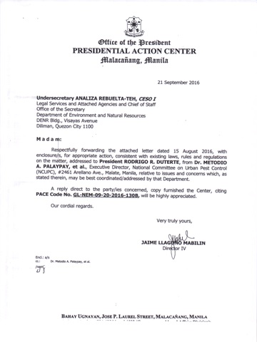 National Committee on Urban Pest Control Training Institute: COMPLAINTS ...