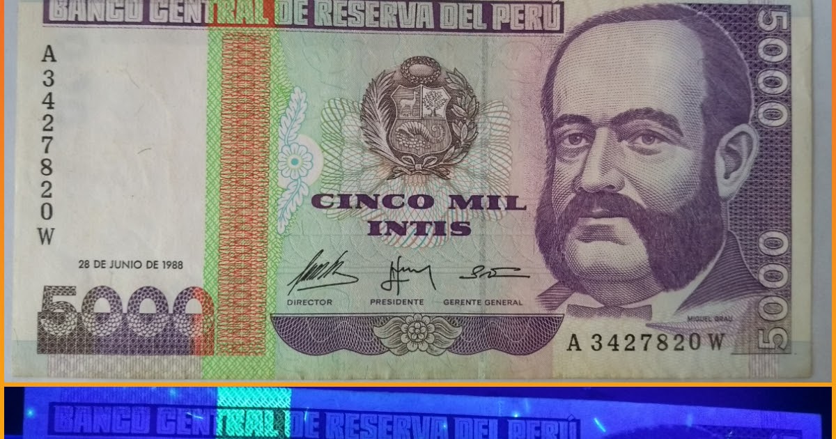 Coleccion de billetes y monedas (numismatica): 5000 intis Perú 1988 / ...