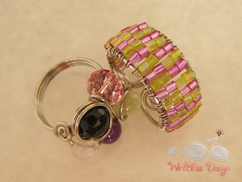 WireBliss's Wire Jewelry: 3 Wire Wrap Rings and Something for Myself