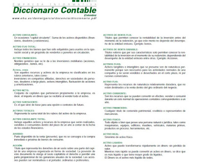 Diccionarios y Glosarios de términos contables