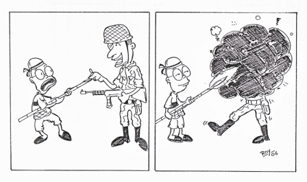 Indonesian Army With Bambu Runcing