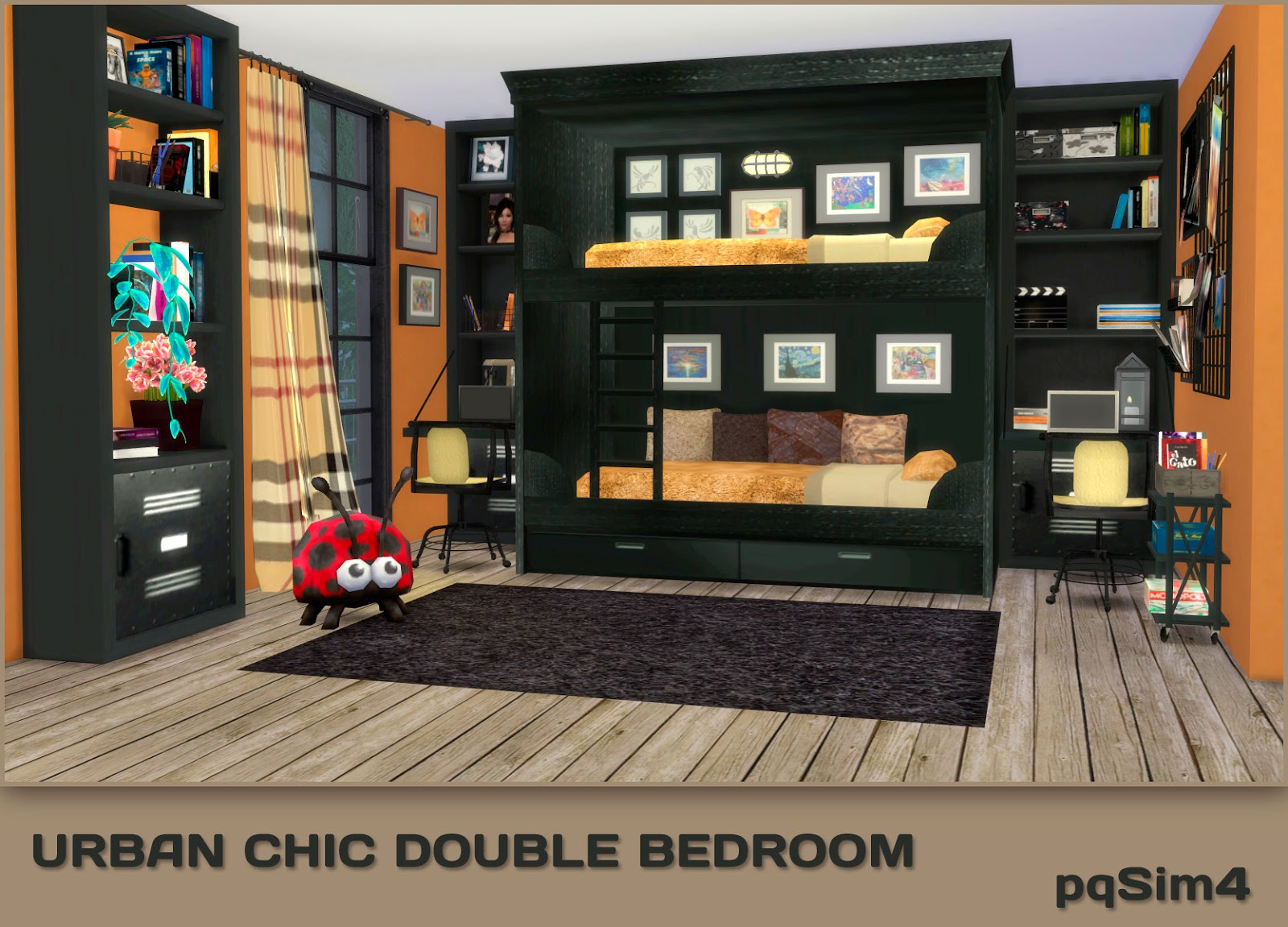 Urban Chic Double Bedroom. Sims 4 Custom Content.