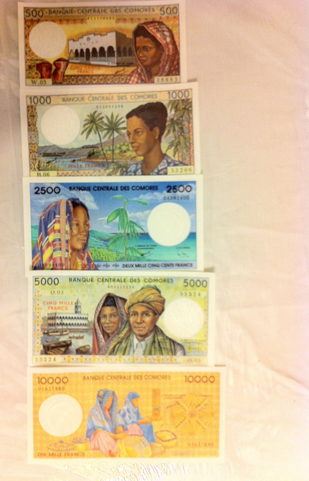 African Coins & Banknotes: Comoros Rare UNC Banknotes