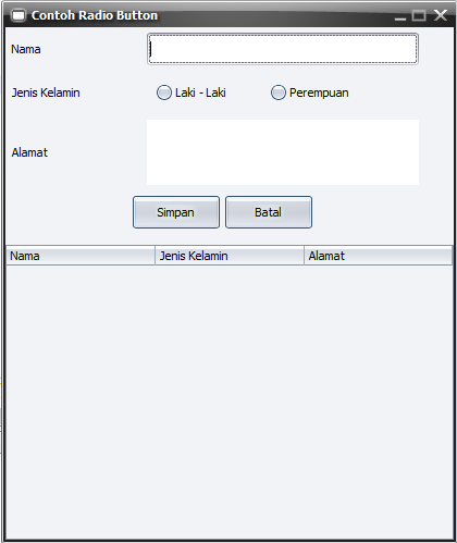 Contoh Membuat JRadioButton pada Java Swing - Java Community