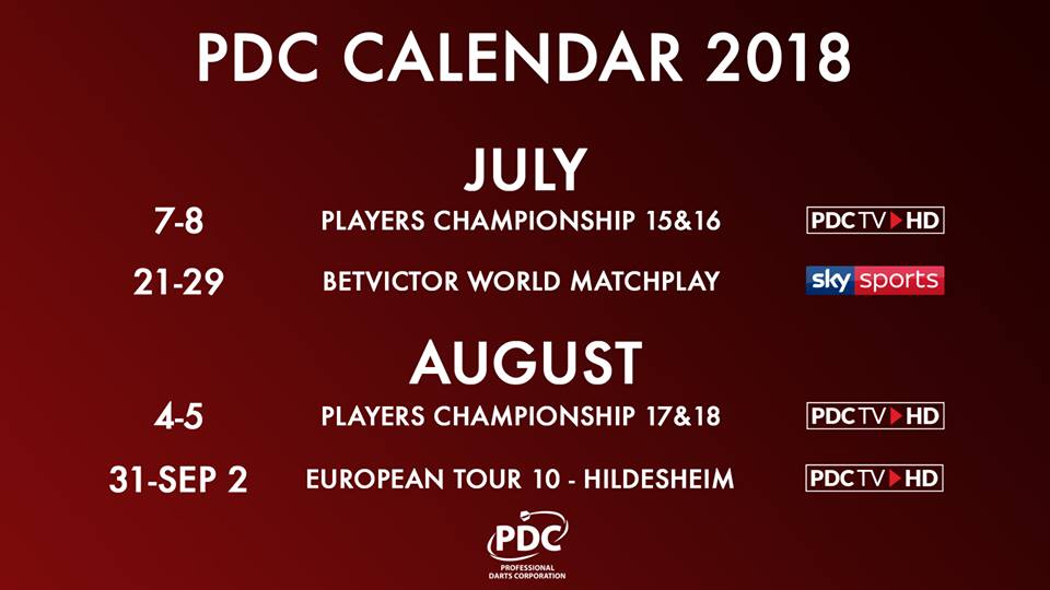 All About Darts: PDC CALENDAR 2018