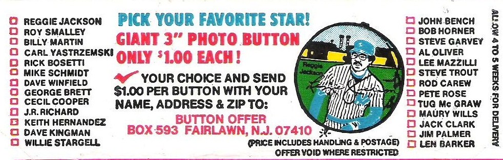 The Fleer Sticker Project: 1981 Fleer and Sports Photo Association Buttons