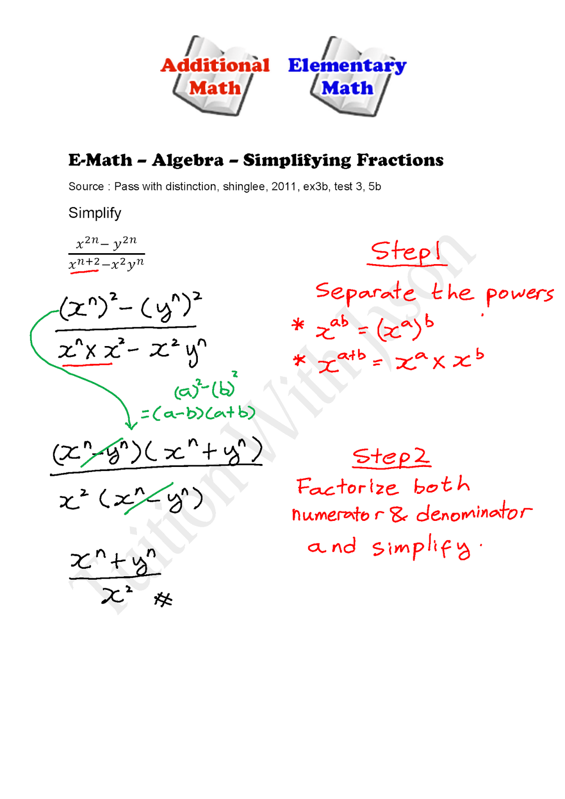 E Math Algebra Simplifying Fractions 3 Singapore Additional e-math-algebra-simplifying-fractions-3-singapore-additional