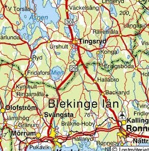 Karta över Blekinge Regione | Karta över Sverige, Geografisk, Fysisk ...