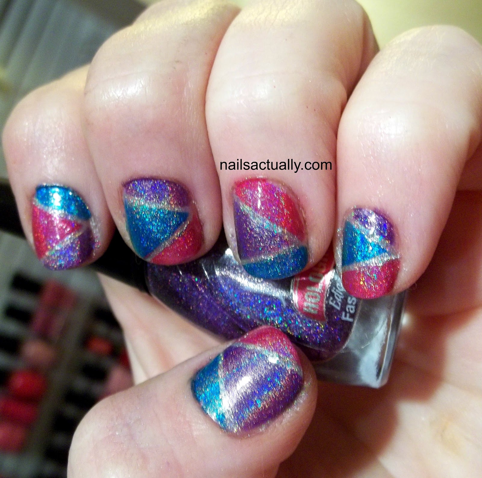 Nails Actually: Jade Holographic Patchwork Manicure