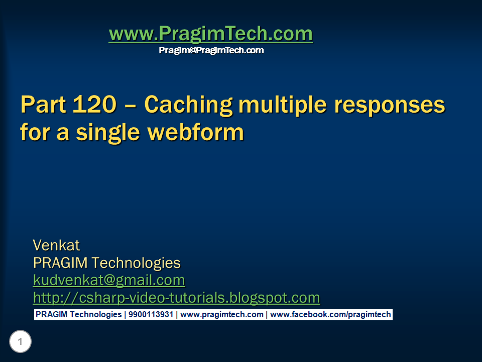 Sql Server Net And C Video Tutorial Part 120 Caching Multiple Responses For A Single Webform