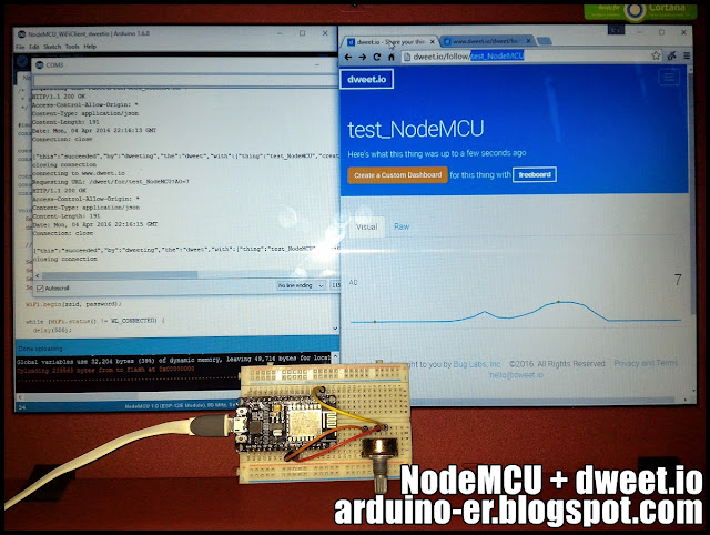 Arduino-er: NodeMCU act as WiFi client to update dweet.io