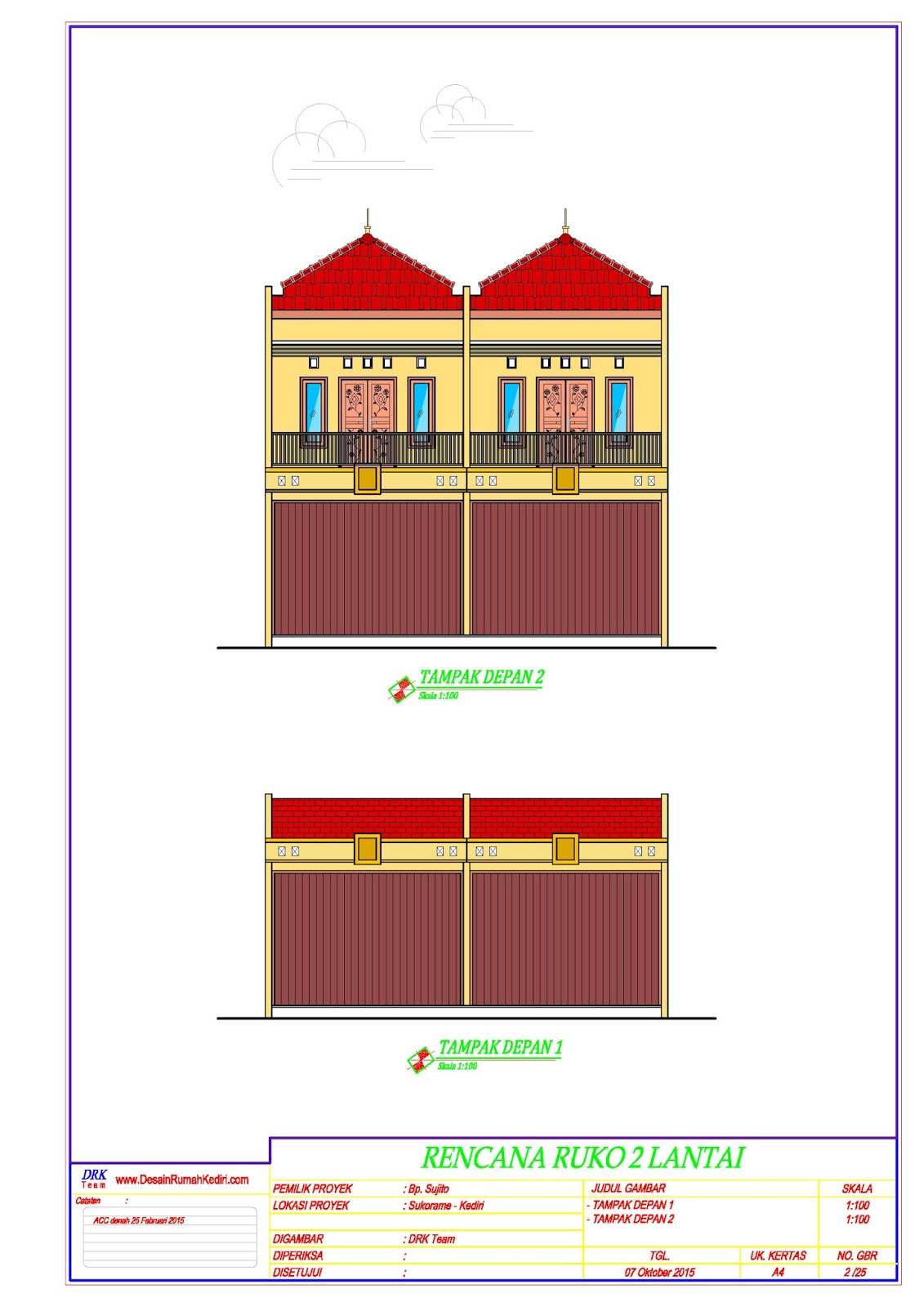 RUKO-01 : Ruko 2 Lantai Pak Sujito - Sukorame Kediri | Jasa Desain ...