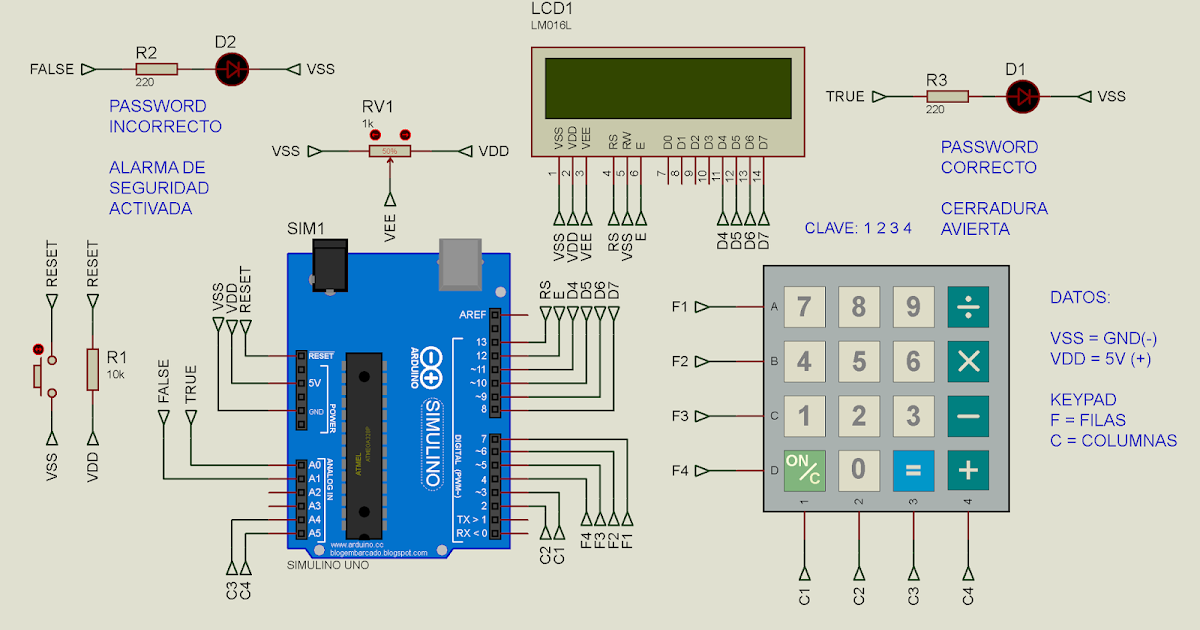 Proyectos Arduino : PROYECTO 1:Control de Acceso seguro con Arduino,Lcd y Keypad.(Simulación en ...