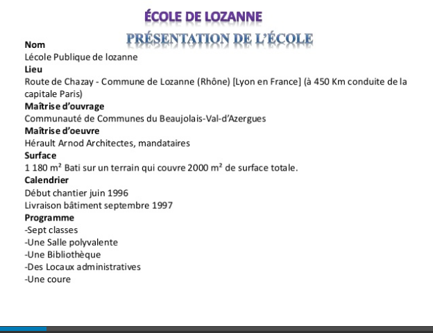 Analyse de l'École de lozanne