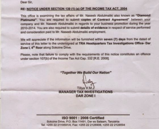 Uongozi wa Diamond waongea kuhusu barua ya TRA iliyosambaa mtandaoni ...