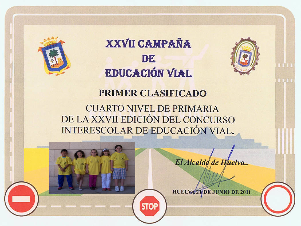 Educación Vial - Tartessos CEIP - Agustín: Diploma primer clasificado de 4º