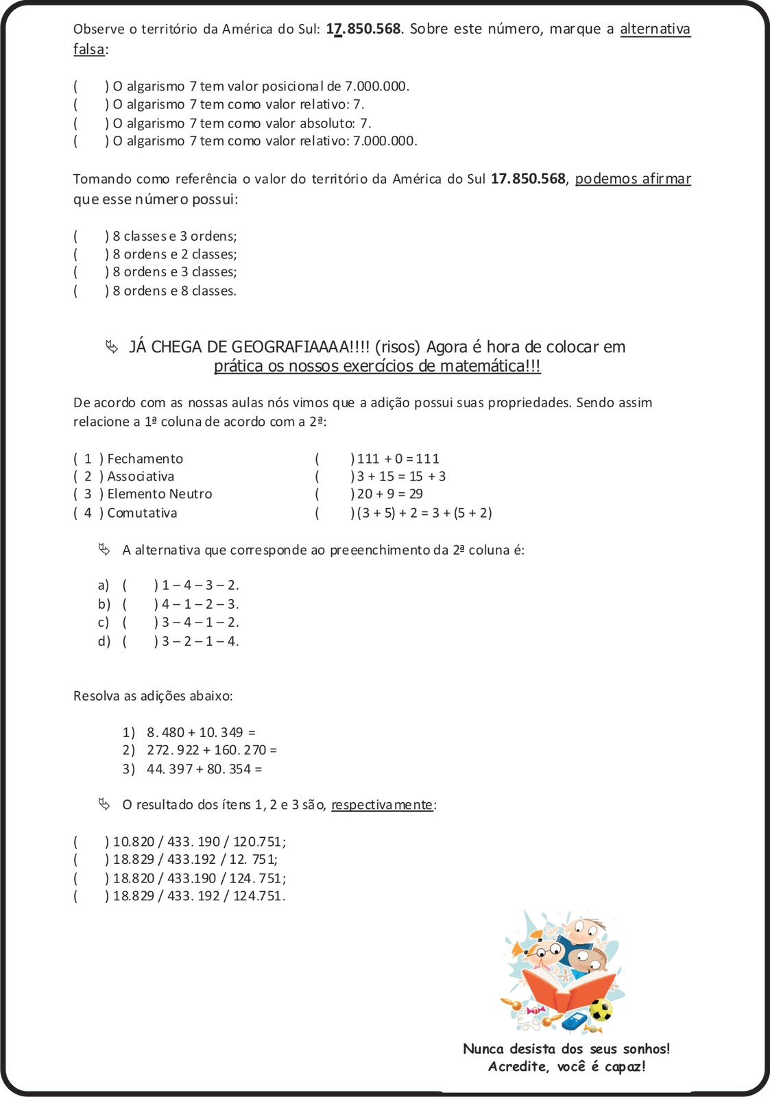 Atividades De Ordem E Classe - FDPLEARN