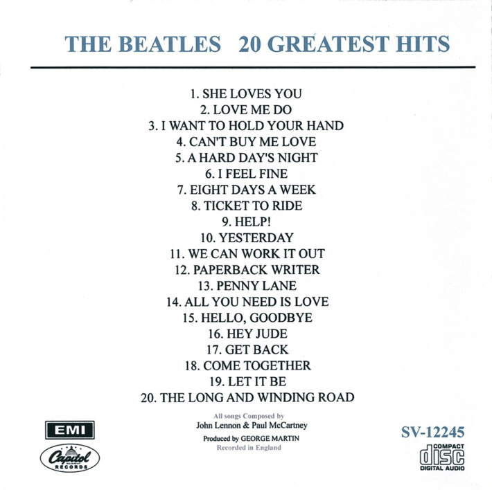 O Baú do Edu: DISCOS CURIOSOS - THE BEATLES - 20 GREATEST HITS - 1982