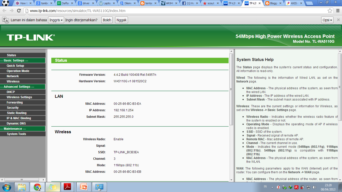 Simulator TP-LINK TL-WA5110G ( TP-LINK emulator ) | NANDA MIKHOR