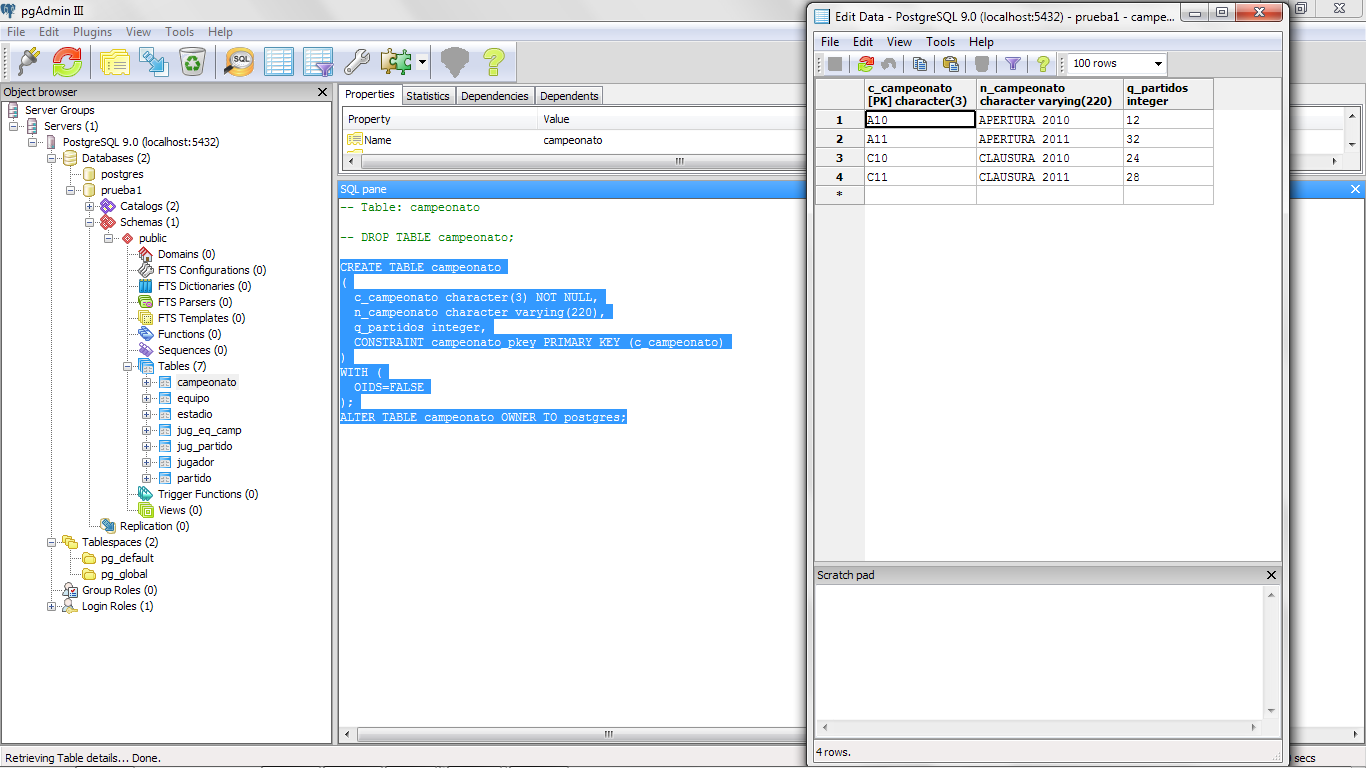 Base De Datos Ddl Y Dml De La Bd Campeonato En Sql Server Mysql Postgresql Y Oracle