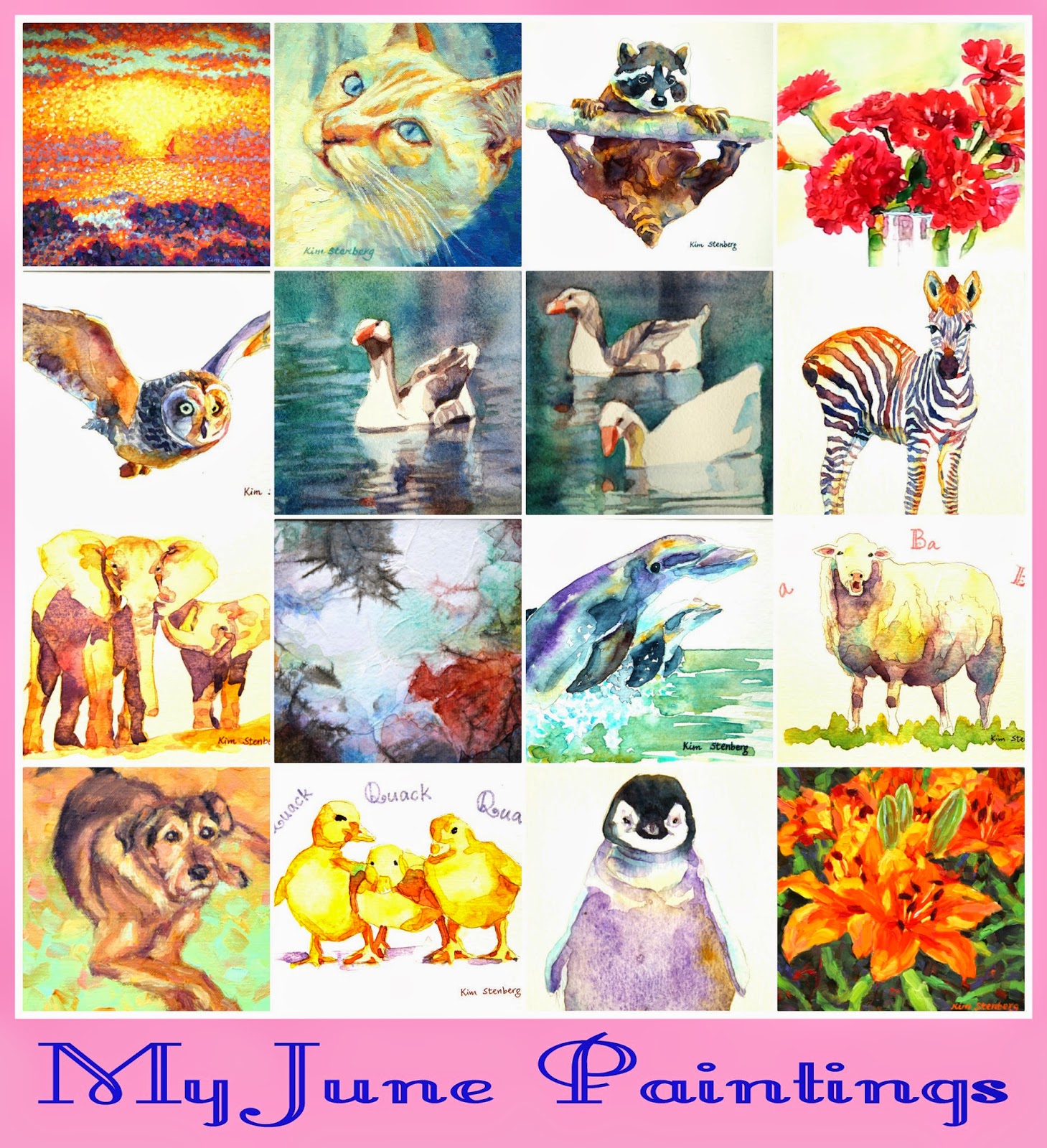 Kim Stenberg's Painting Journal: Collage of My June Paintings