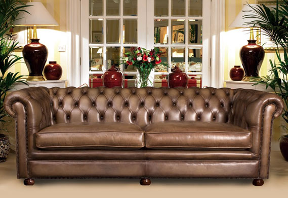 SOFA KULIT ASLI MINIMALIS CHESTERFIELD