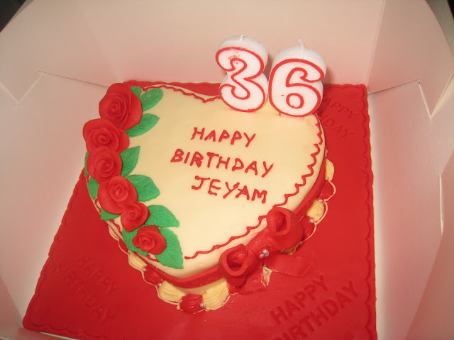 Rajany's Cake Decorations and Sugarcraft: Heart cake-36 Birthday