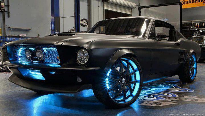 mustang with neon lights ~ Upcoming Car and Bikes