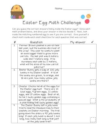 Lovin' Learning: Easter Egg Math Challenge!