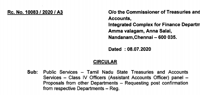 Department of Treasuries and Accounts - Circular - Assistant Accounts ...