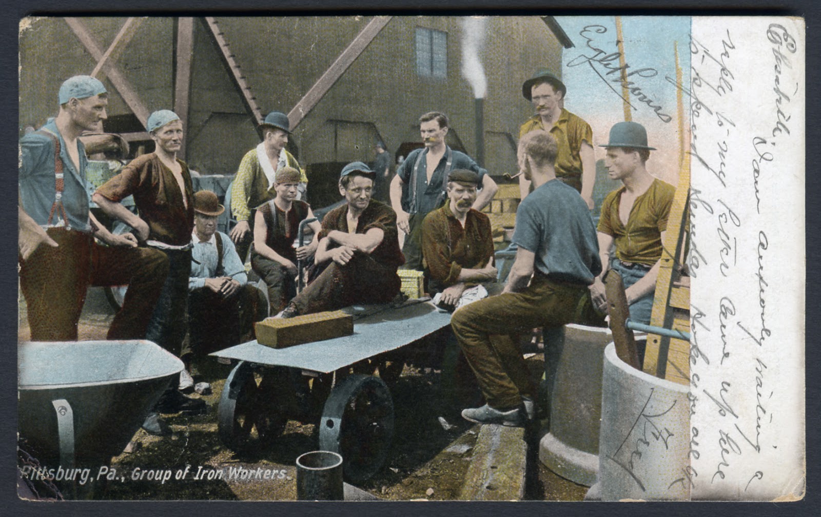 Union-Made: 1905 Pittsburgh Iron Workers Colorized Real Photo Postcard