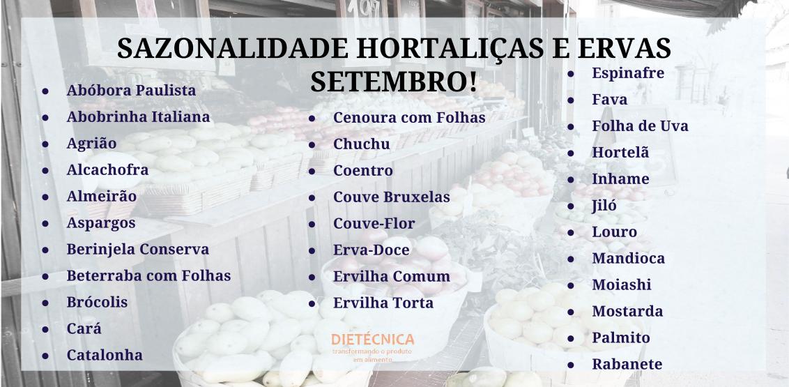 Dietécnica: SAZONALIDADE ERVAS E HORTALIÇAS - SETEMBRO