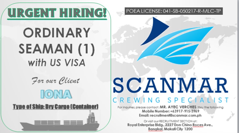 Ordinary Seaman For Container Ship - Info Seaman Jobsite 2023 By Rank ...