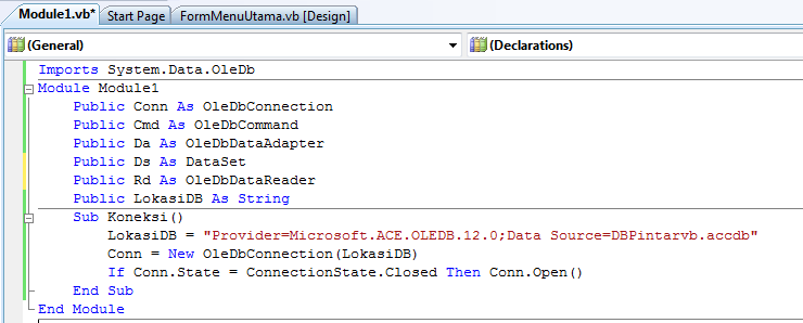 Koneksi Database Dengan Module VB 2008 - Pintar VB | Tutorial Visual Basic