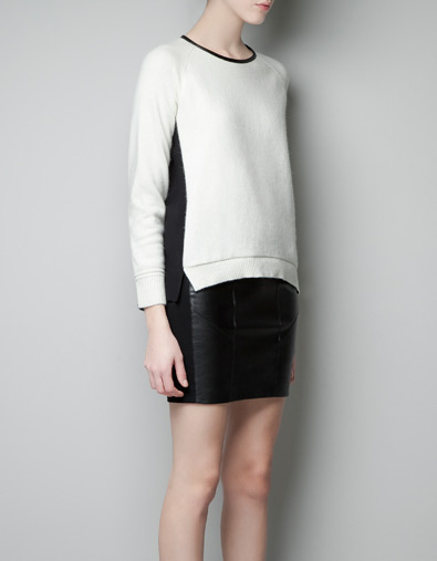 ZARA: Top Malha Manga Renda - ZAREAR