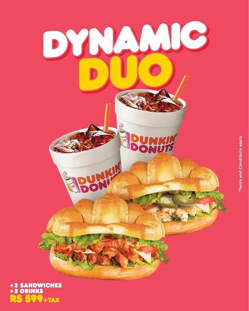 Dunkin Donuts : Dynamic Duo Deal - 2 Sandwiches + 2 Drinks In Rs.599 ...