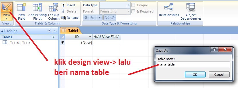 Membuat Table pada Database Ms. Access ~ RAMADHAN F.W