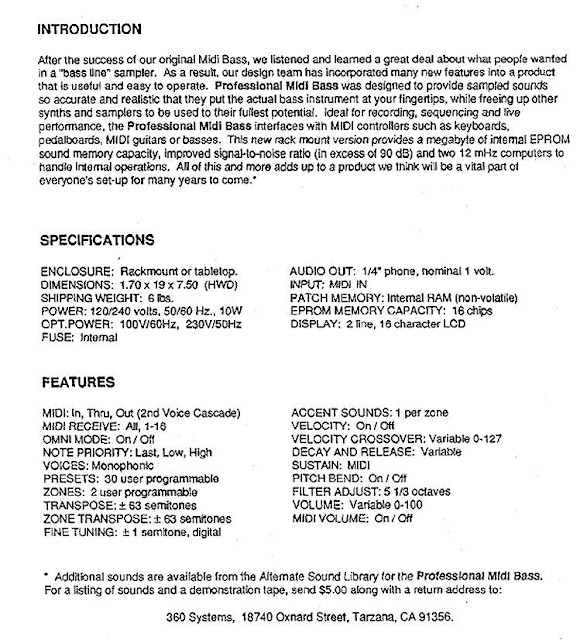 MATRIXSYNTH: 360 SYSTEMS MIDI BASS PRO