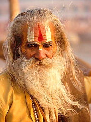 The Tilak - Tilaka sacred symbol on forehead or between eyebrows