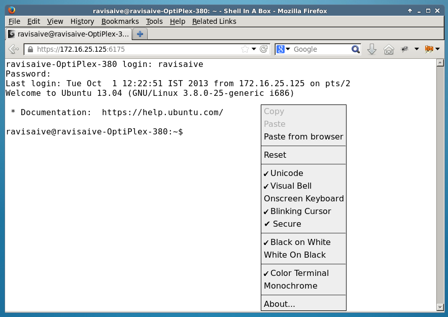 Cirel Ramos: shellInaBox cambiar fuente en css