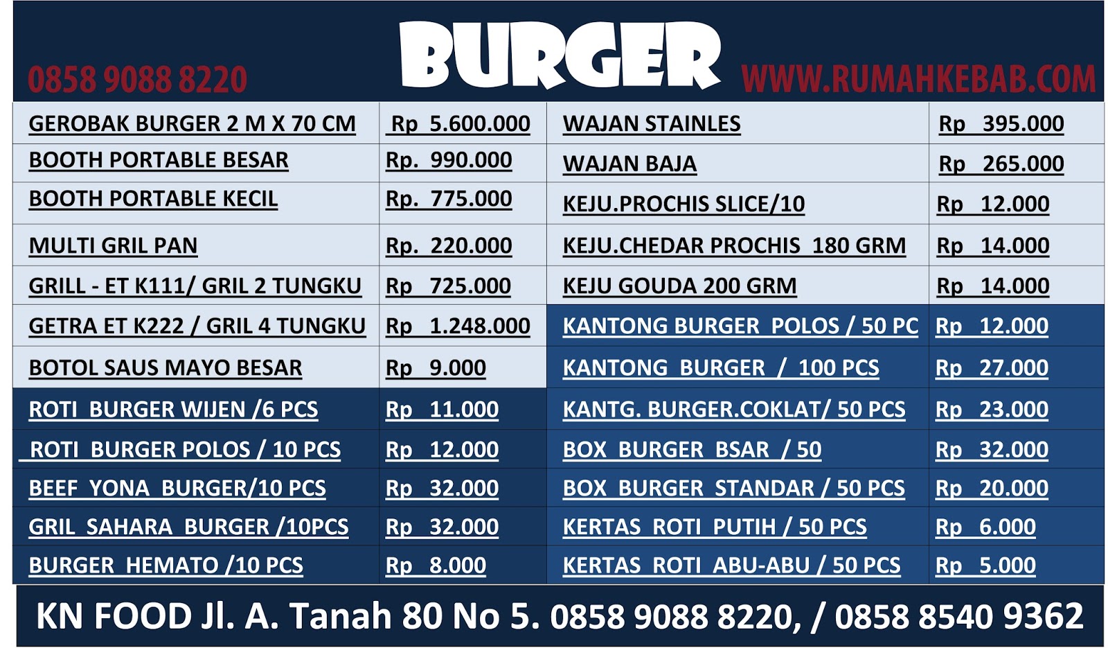 Daftar Harga Produk KN Food | Supplier Bahan Baku Kebab