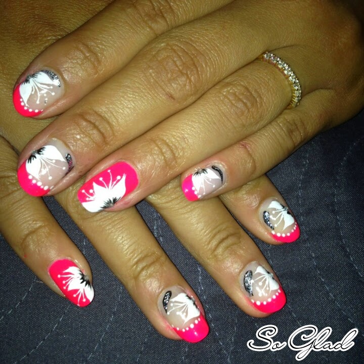 So Glad : Nail Art sur French Rose Fluo