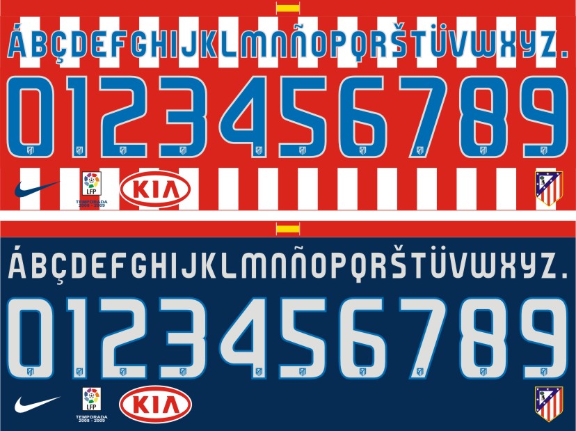 Atlético de Madrid 2008-09 tipografía