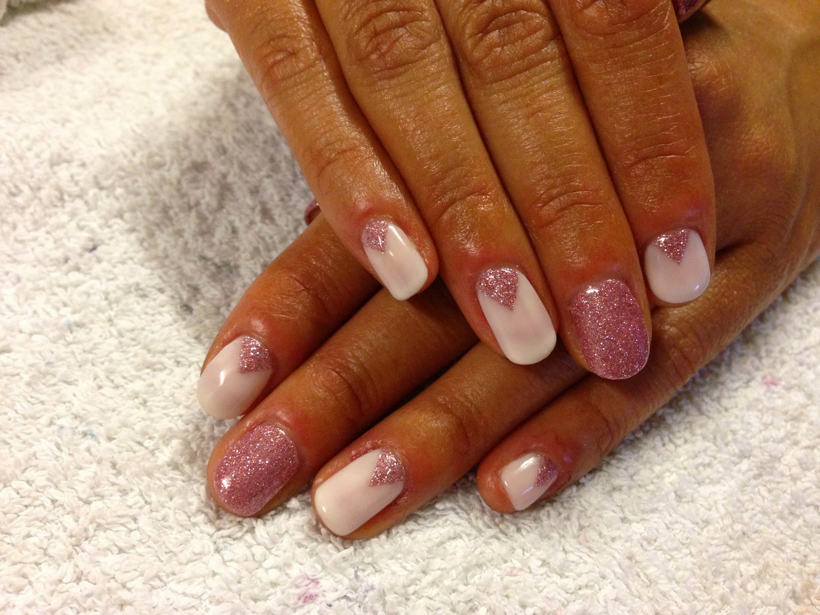 Brush up and Polish up!: CND Shellac Nail Art - Pink Glitter Chevrons
