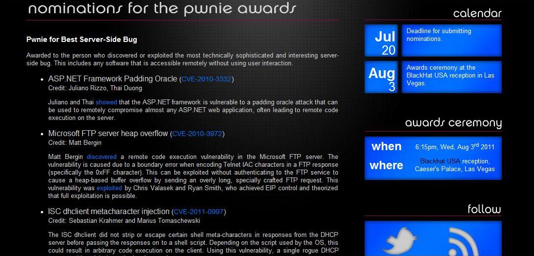 Los premios Pwnies, solo para hackers | Que jaleo!!!