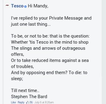 Tesco employee responds to customer's complaint brilliantly