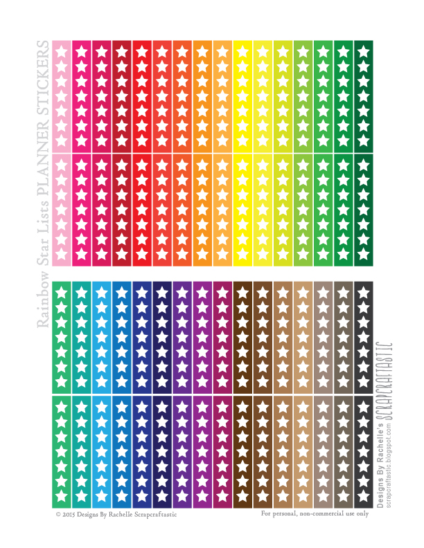 Scrapcraftastic: Rainbow Star Lists FREE Printable Planner Stickers